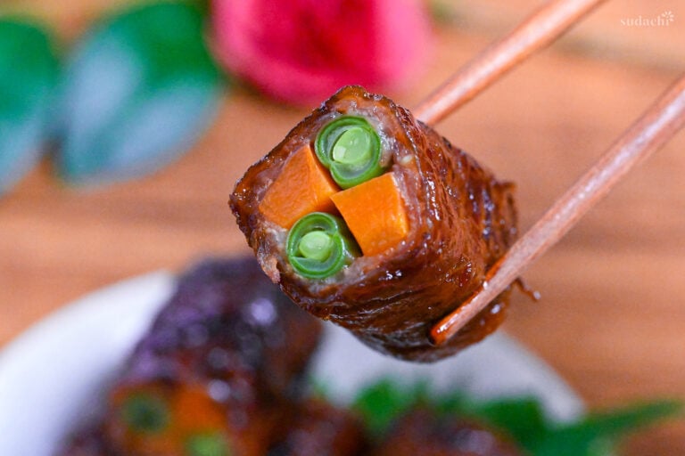 Beef Yawata Maki (Glazed Beef Vegetable Rolls) | Sudachi