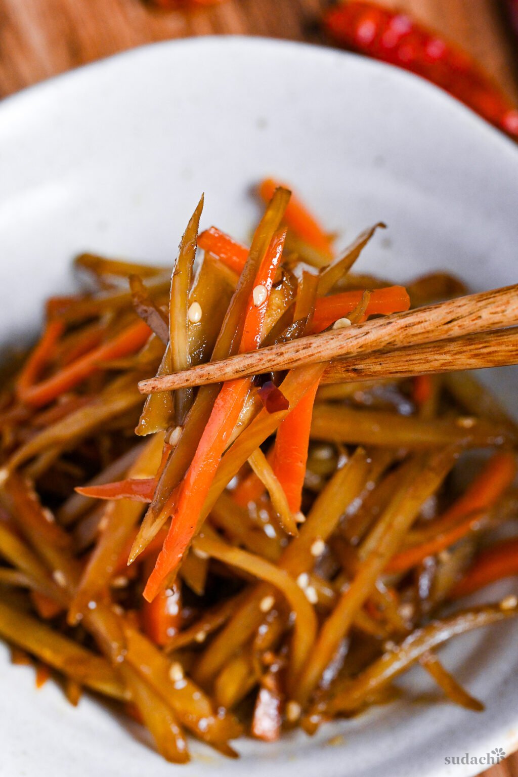 Kinpira Gobo (Braised Burdock Root) | Sudachi
